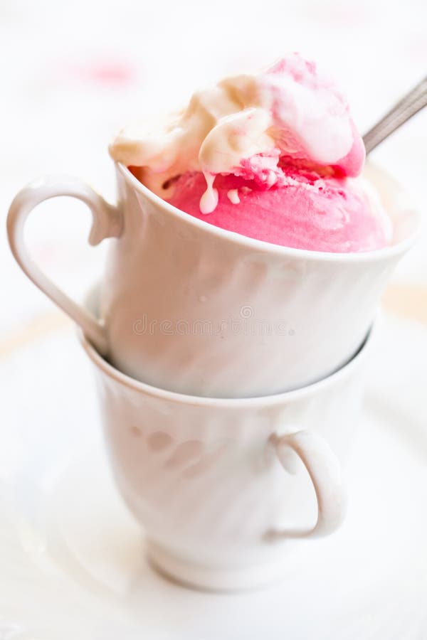 Raspberry and Vanilla Ice Cream Stock Image - Image of cream, macro ...