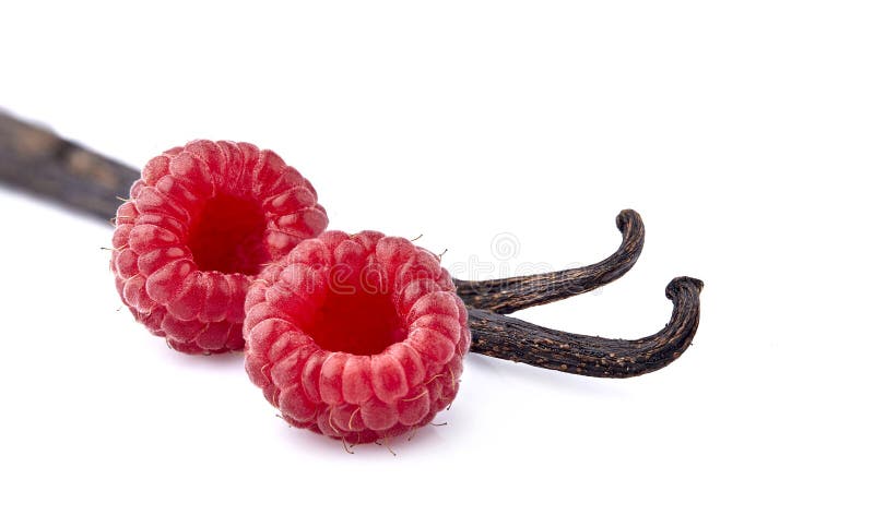 Raspberry with Vanilla Isolated on White Background. Ripe Berries ...