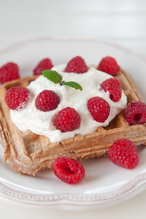 Raspberry Waffles stock image. Image of coffee, gourmet - 40335571
