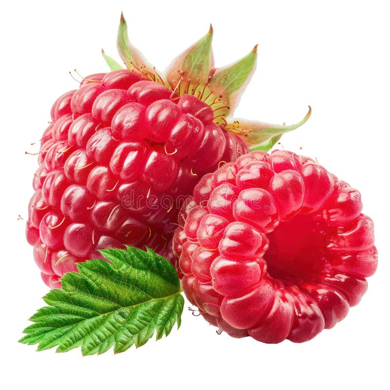 Raspberry Whole and a Half, Clipping Path Isolate Stock Illustration ...