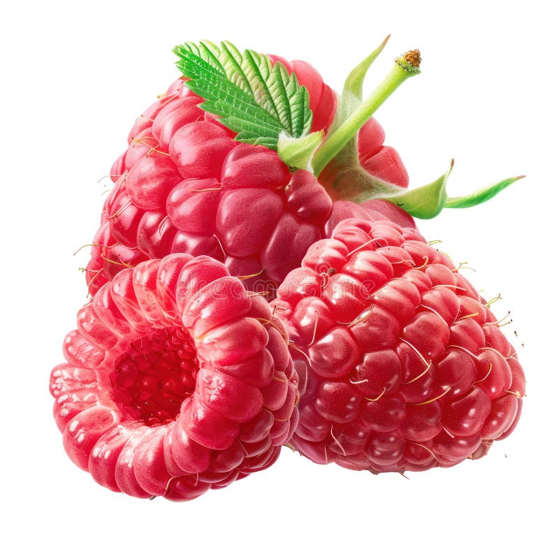 Raspberry Whole and a Half, Clipping Path Isolate Stock Illustration ...