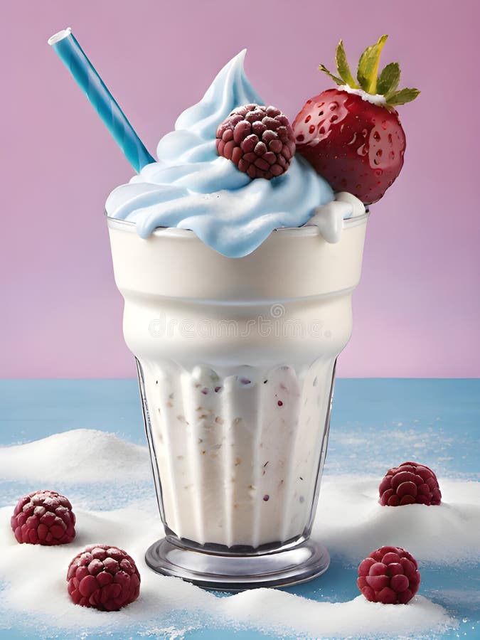 Raspberry Yogurt on Blue and Pink Background Stock Illustration ...