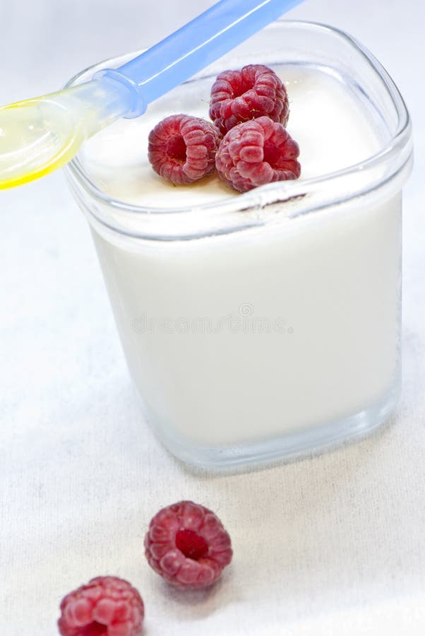 Raspberry Yogurt in Glass Cup Stock Photo - Image of berry, health ...