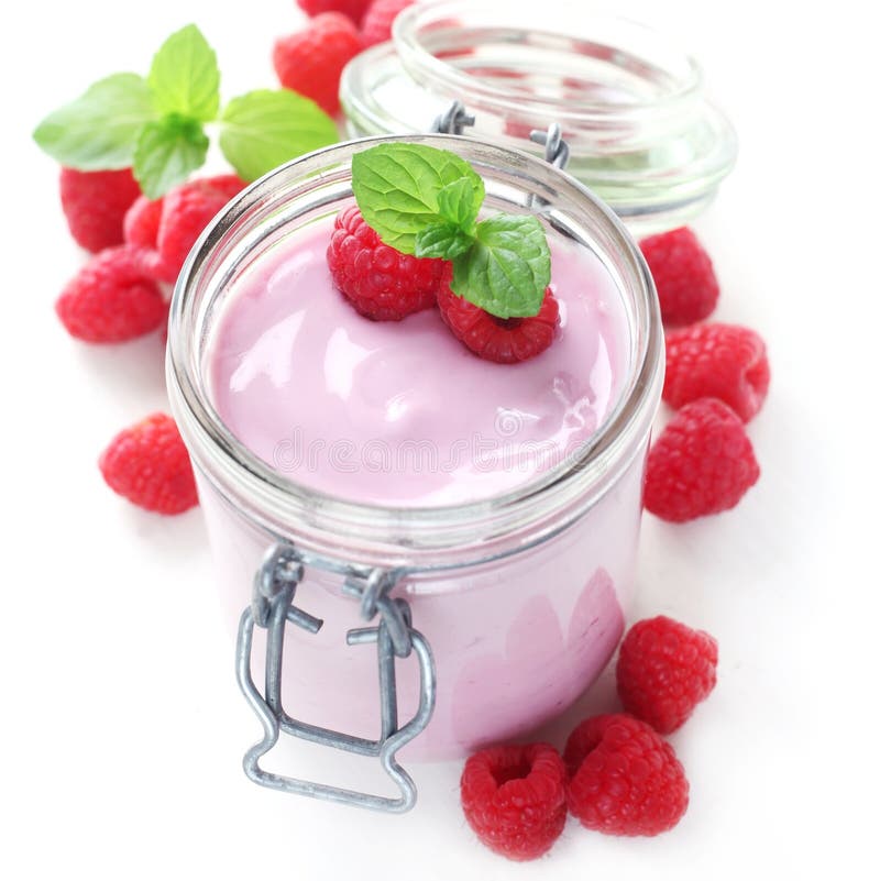 Raspberry Yogurt stock image. Image of dessert, diet - 158972835