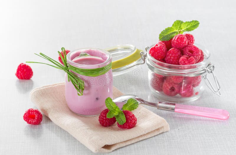 Raspberry yogurt stock image. Image of smoothie, meal - 38620033