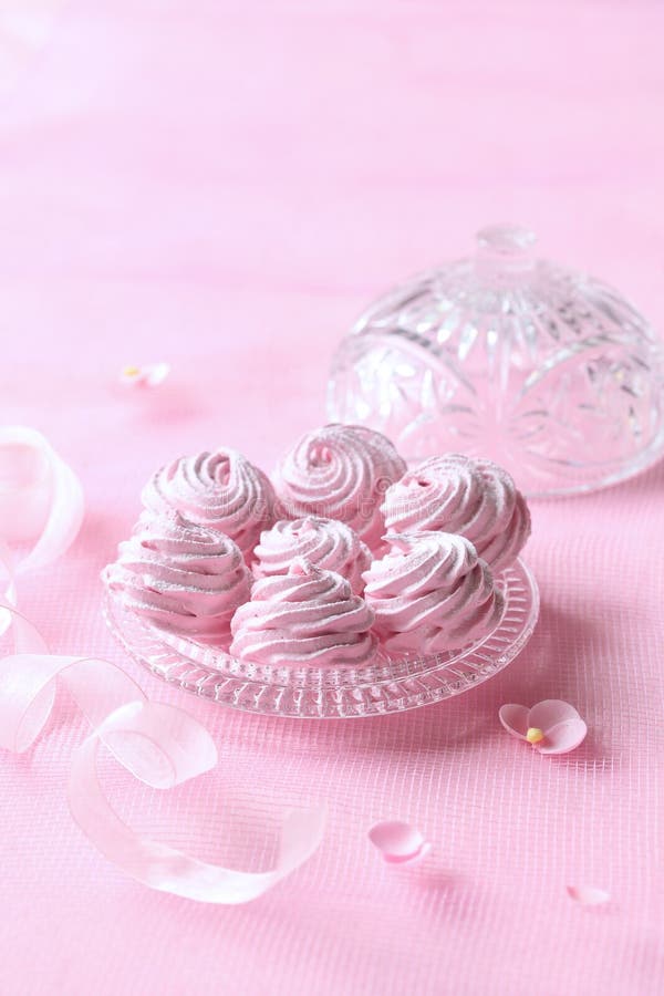 Raspberry Zephyr Russian Zefir - Marshmallow Stock Image - Image of ...