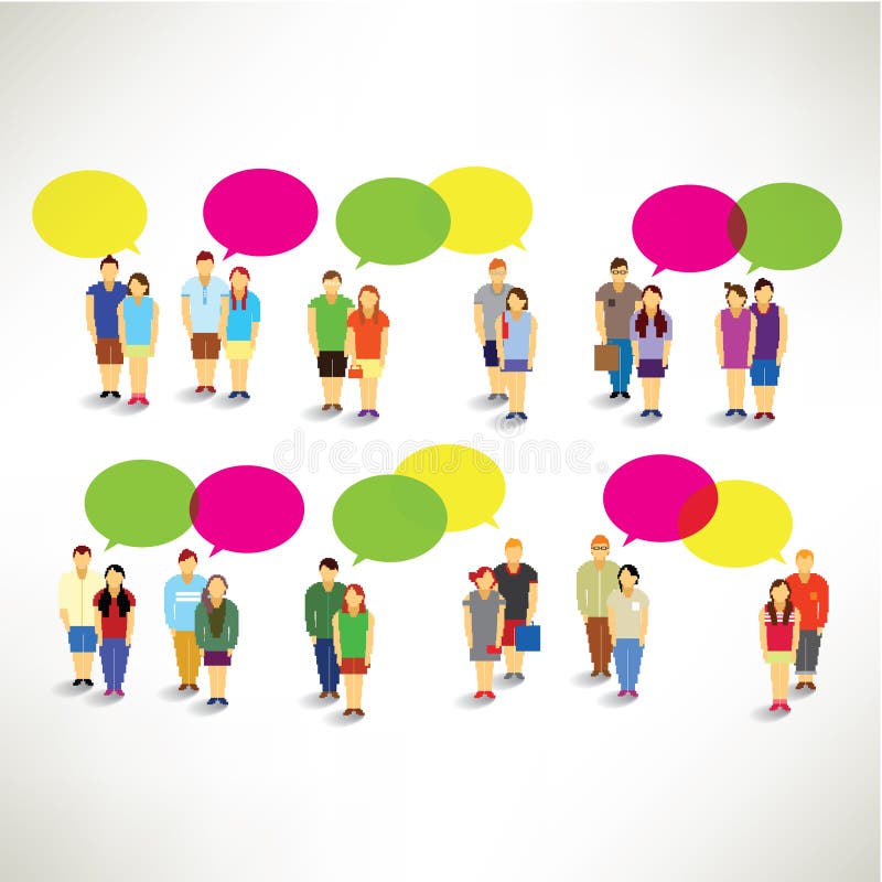 Rassemblement De Couples Et Parler Ensemble Illustration de Vecteur ...