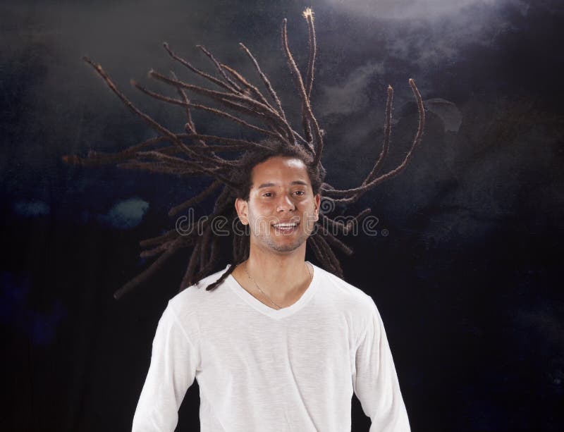 Rastafari Man with Flying Hair Stock Image - Image of hairstyle ...
