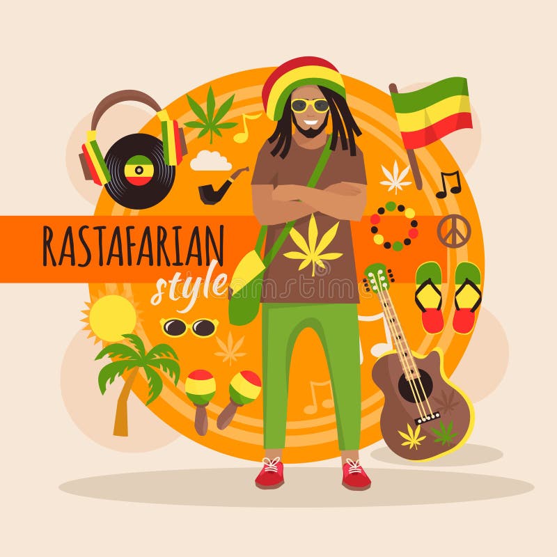 Rastafarian Character Pack for Man Stock Vector - Illustration of flat ...