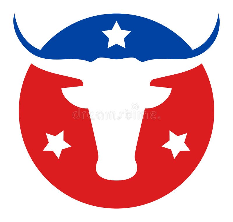 Raster American Bull Logo Flat Icon Image Stock Illustration ...