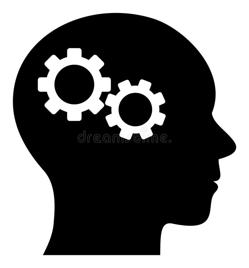 Raster Brain Gears Flat Icon Image Stock Illustration - Illustration of ...