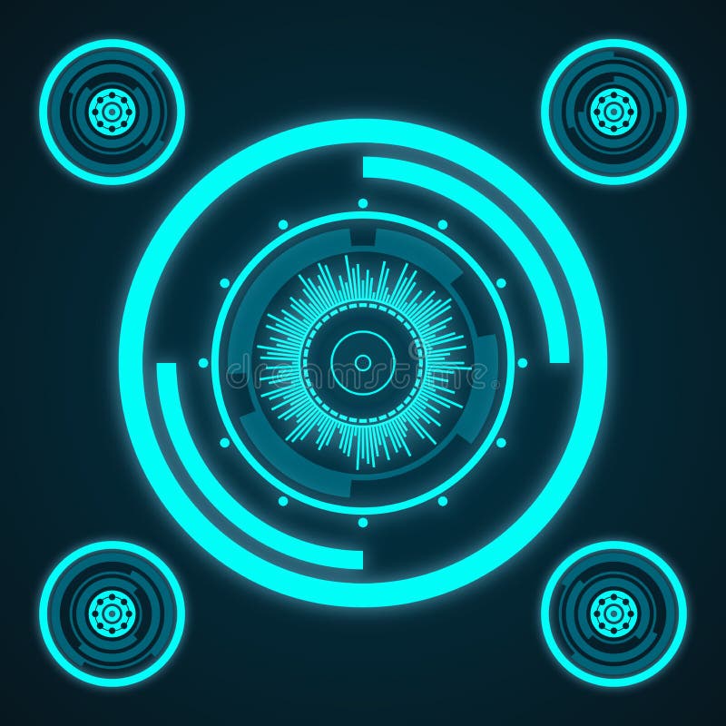 Raster drawing of blue HUD stock illustration. Illustration of space ...