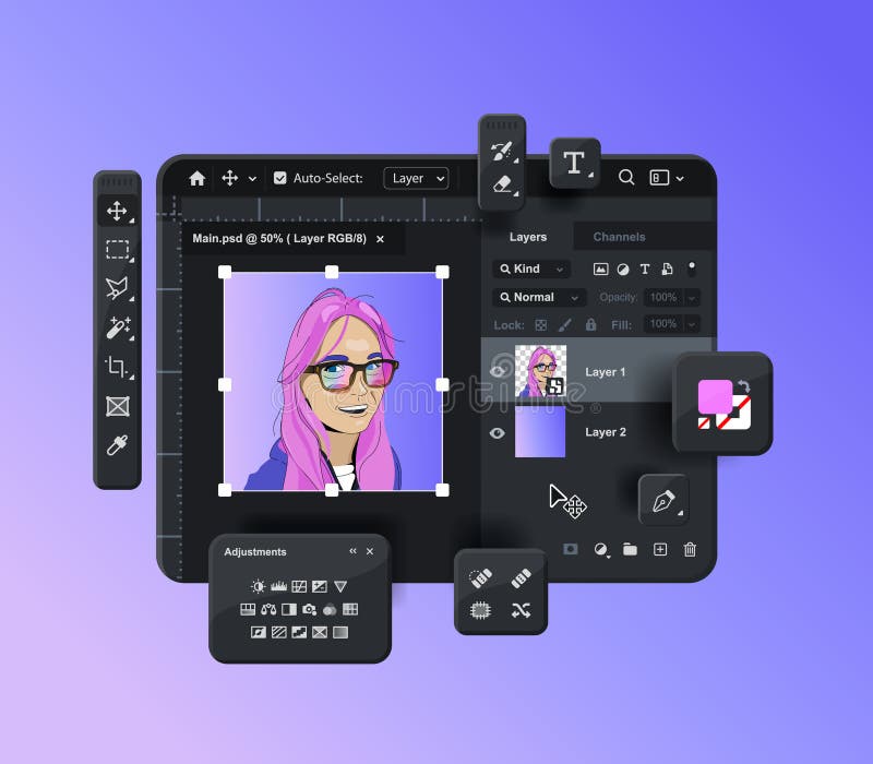 Raster Graphics Editor. Software for Creating Retouching and Digital Art Stock Illustration ...