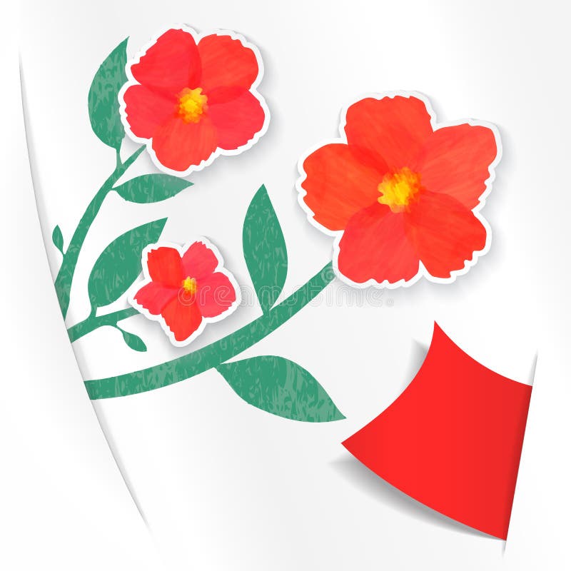 Raster Invitation Card with Flowers and Paper Stock Illustration ...