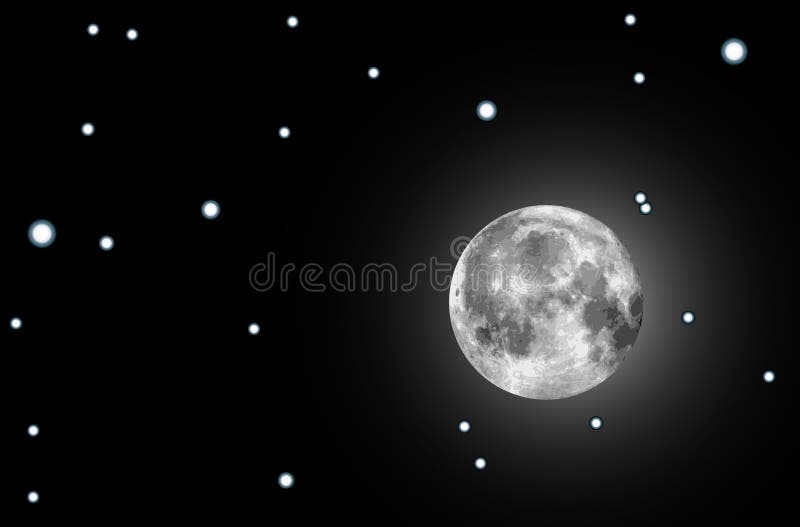 Raster Moon Illustration and Tree Stock Vector - Illustration of lunar ...