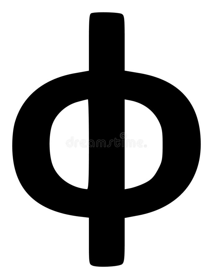 Raster Phi Greek Lowercase Symbol Flat Icon Illustration Stock ...