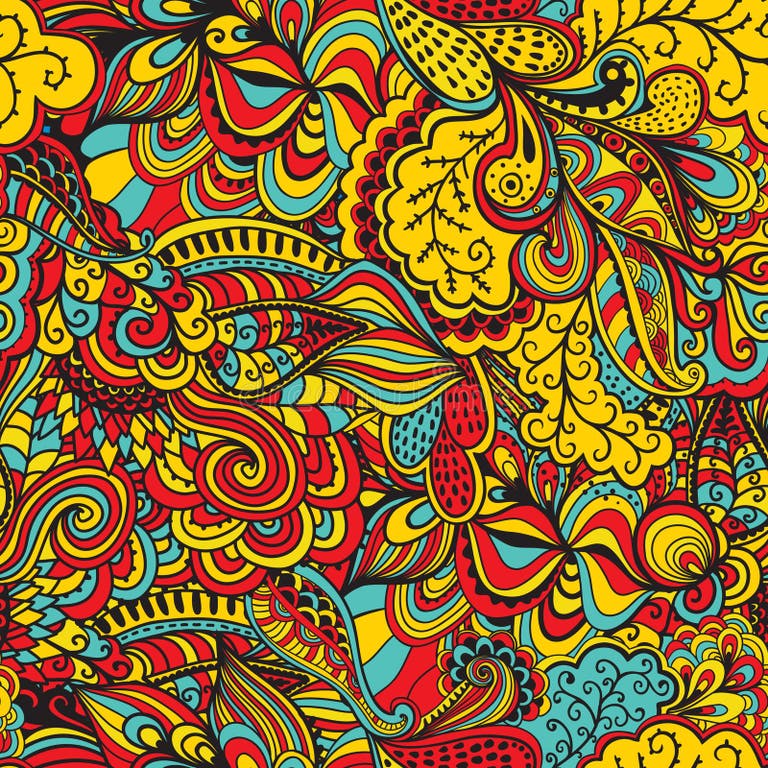 Raster Seamless Texture with Abstract Flowers. Endless Background ...