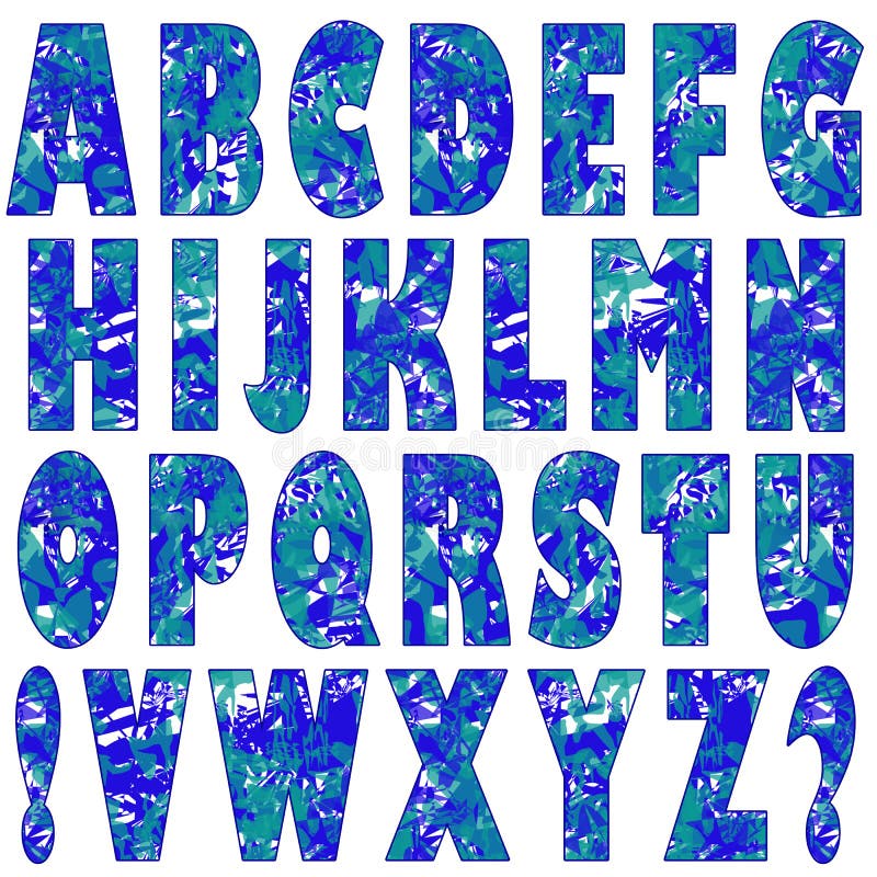 Raster Set of Textured Latin Letters, Exclamation and Question Marks ...
