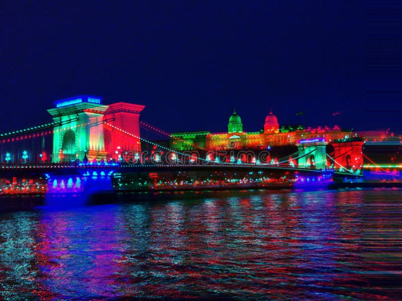 Rasterized Image of the Chain Bridge in Budapest Stock Photo - Image of ...
