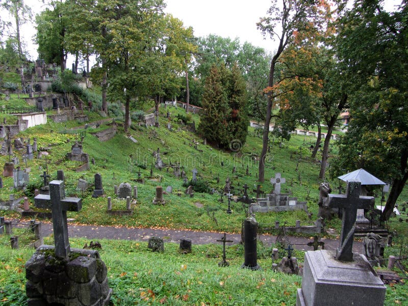 Cemetery in small village editorial photo. Image of alley - 72860126