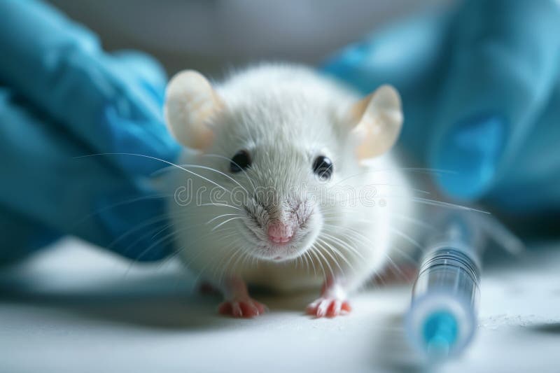 Ratón Blanco De Laboratorio En Manos De Un Científico Imagen de archivo ...