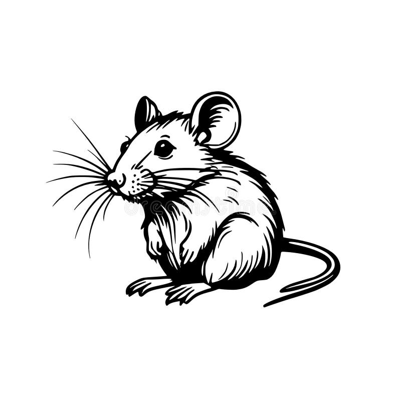 Rat Cartoon. Black and White Illustration Stock Illustration ...