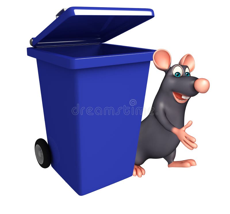 Cartoon Garbage Can With Rat Stock Vector - Illustration of retro ...