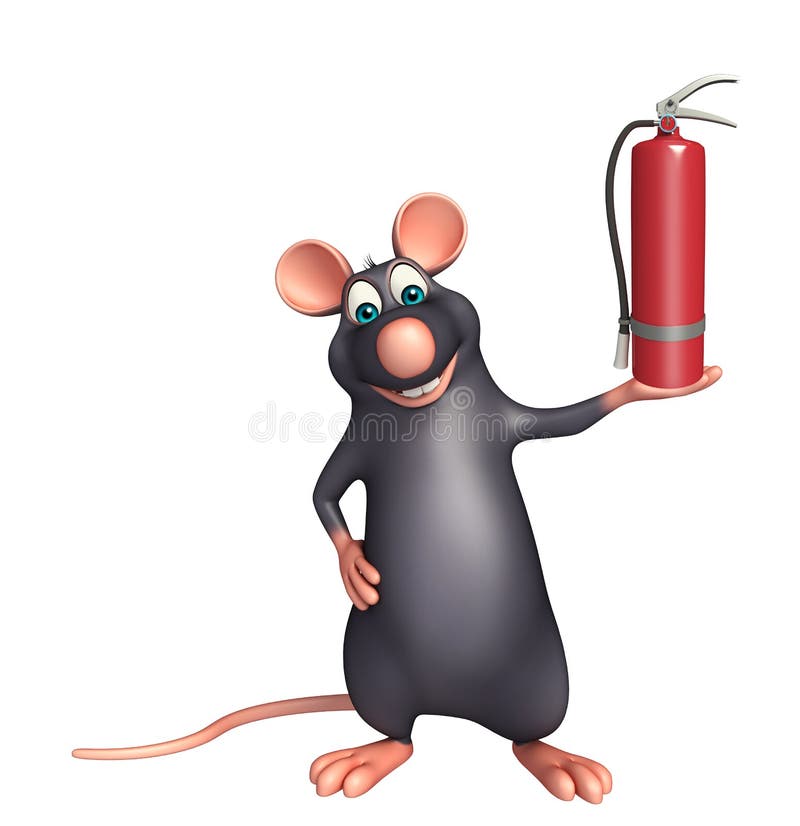 Rat Cartoon Character Fire Extinguisher Stock Illustration ...