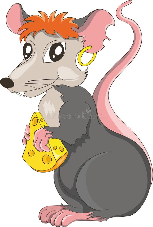 Rat with cheese stock illustration. Illustration of cartoon - 3752396