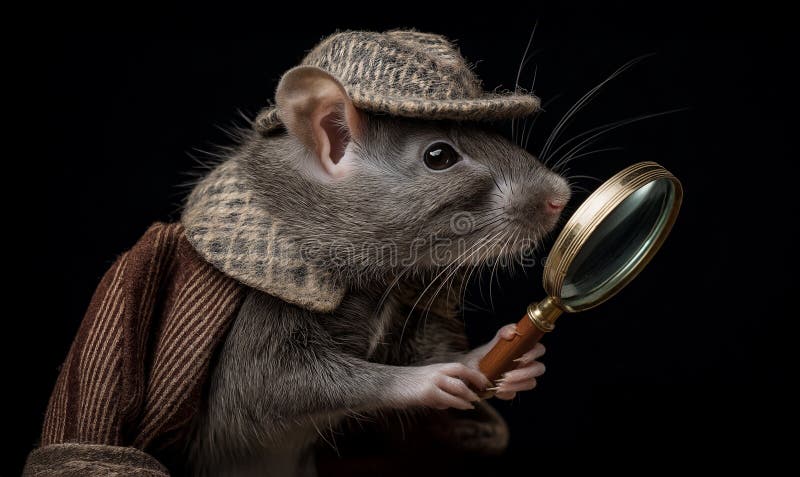Rat Detective Investigating with a Magnifying Glass Stock Illustration ...