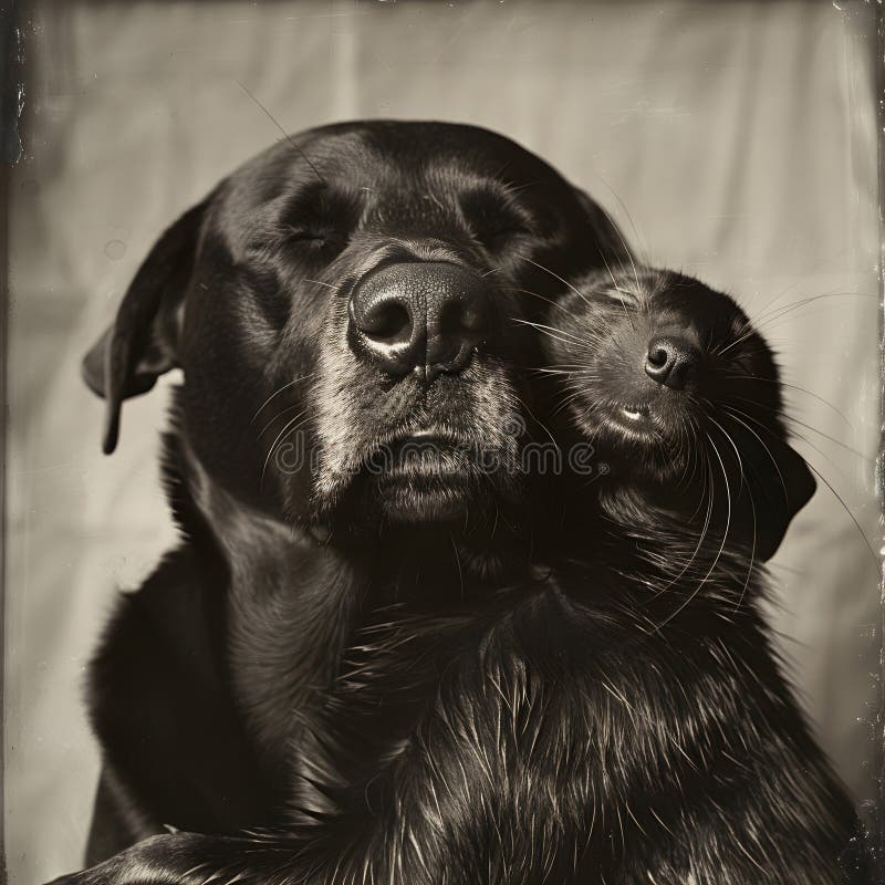 Rat and Dog Sleeping Together. Stock Illustration - Illustration of ...