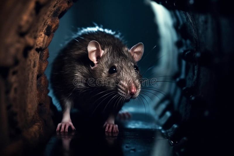 Rat in a drain system stock illustration. Illustration of sniffing ...