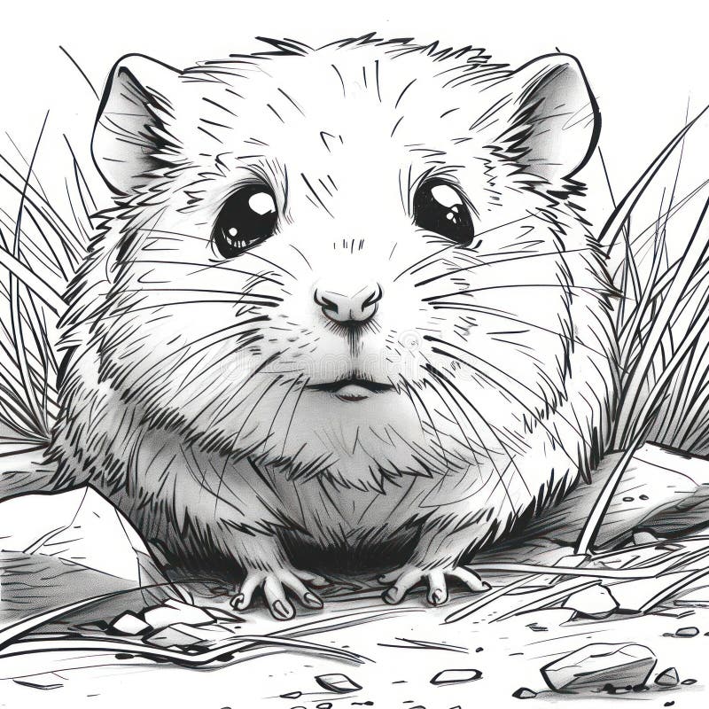 Rat Drawing Coloring Book Page Stock Illustration - Illustration of ...