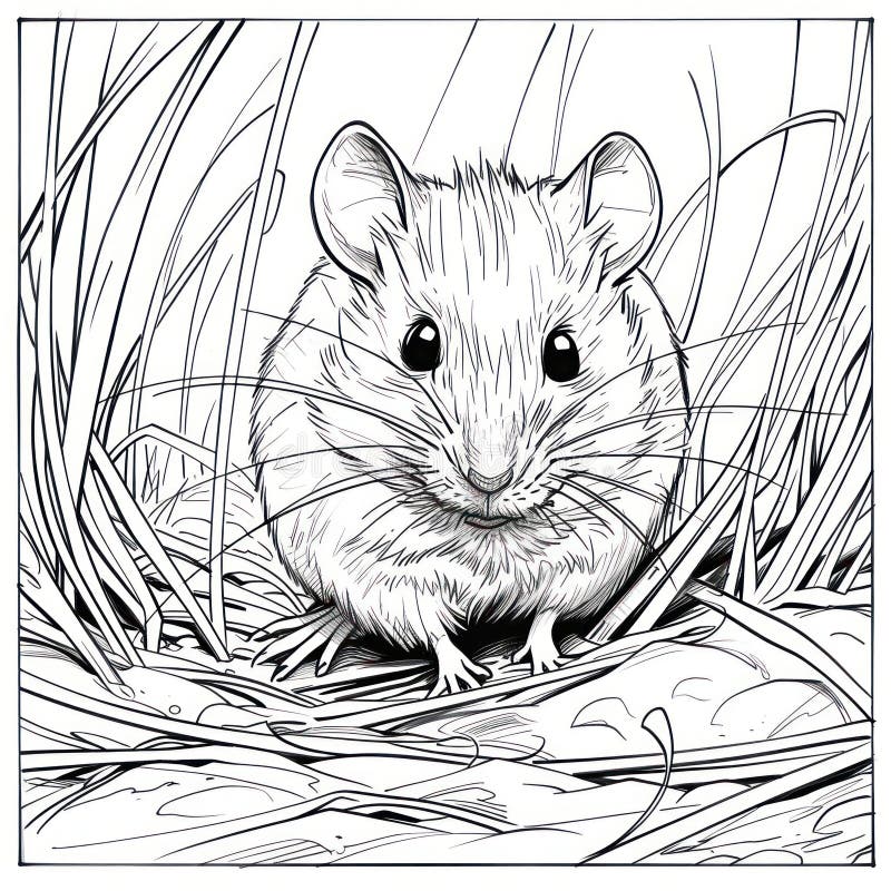 Rat Drawing Coloring Book Page Stock Illustration - Illustration of ...