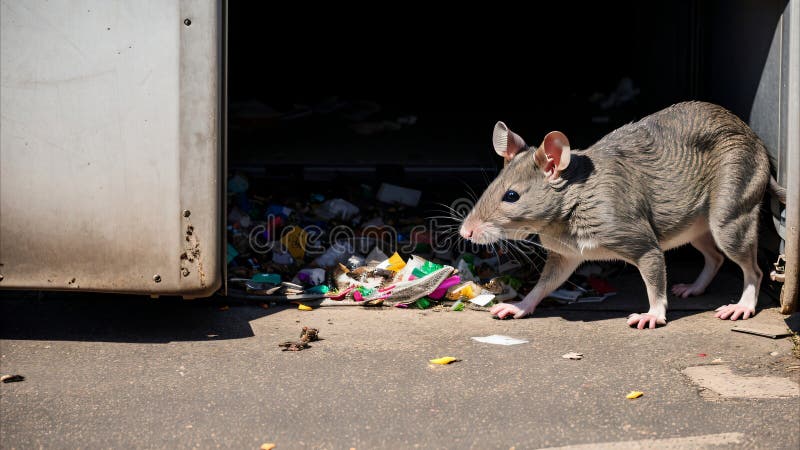 A Rat at the Dumpster. Scattered Garbage. Stock Illustration ...