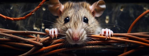 The Rat Eats and Bites the Wiring Cable Stock Photo - Image of damage ...