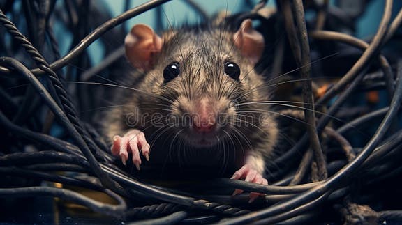 The Rat Eats and Bites the Wiring Cable Stock Photo - Image of damaged ...
