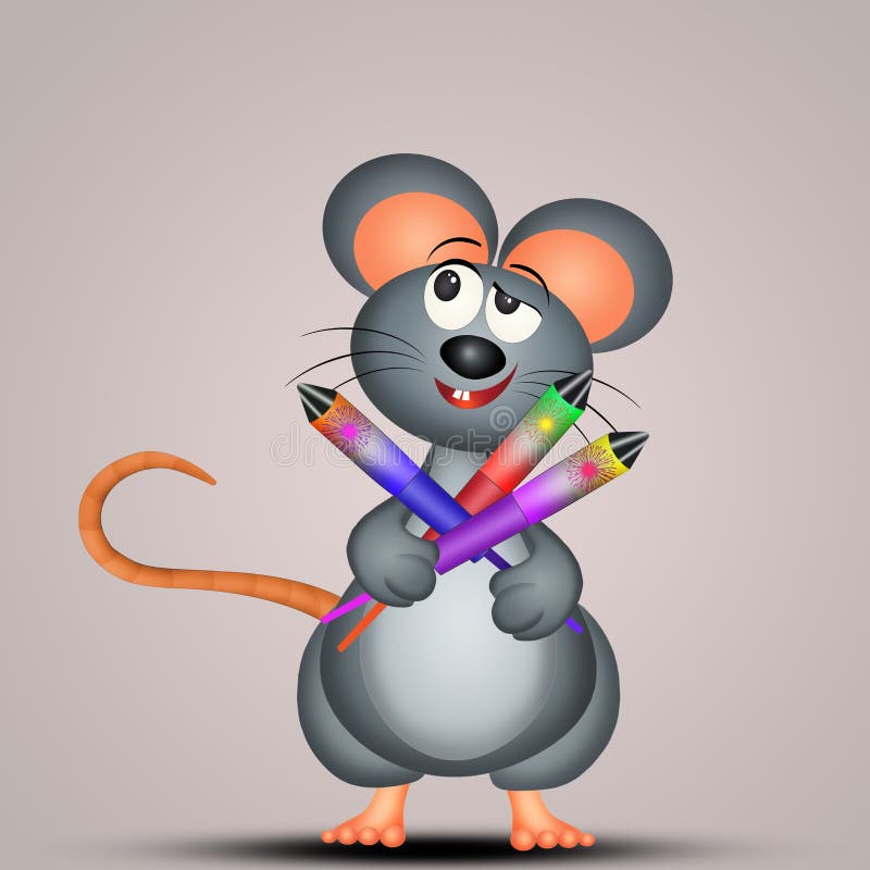 Rat with Fireworks Explosion Stock Illustration - Illustration of ...