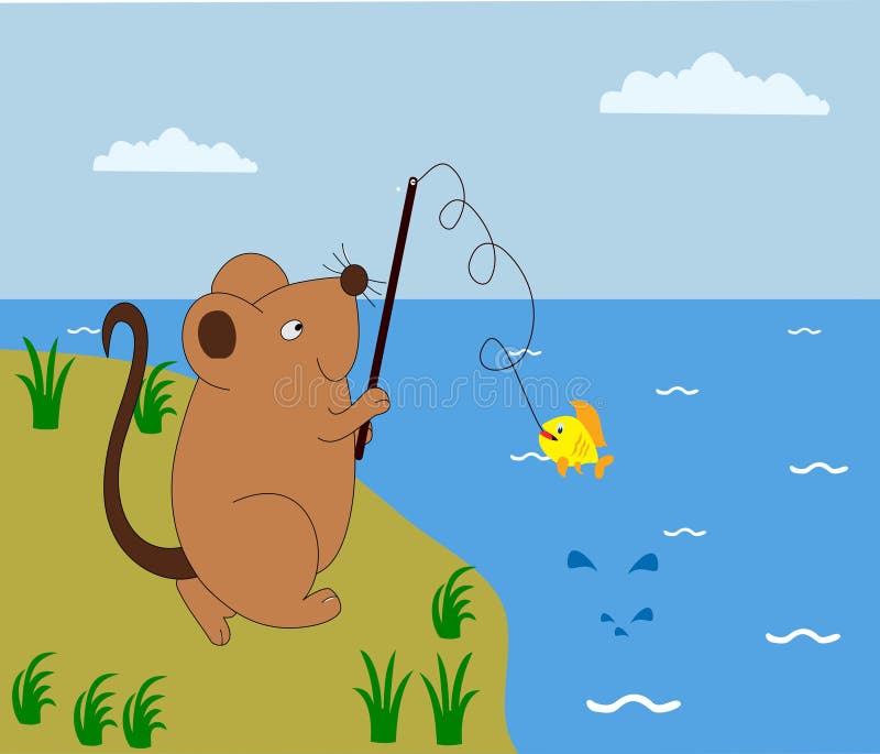 Rat fisherman stock vector. Illustration of graphic, hold - 21292328