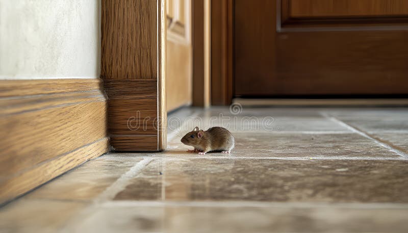 Rat on the Floor Near the Baseboard in the Room. Pest Control Stock ...