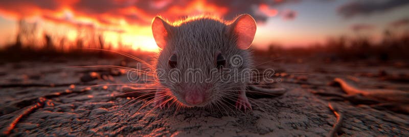 A Rat, Focus on Its Face, Situated Near a Dirt Floor in the Background ...
