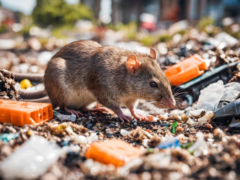 Rat on a garbage dump. stock illustration. Illustration of environment ...