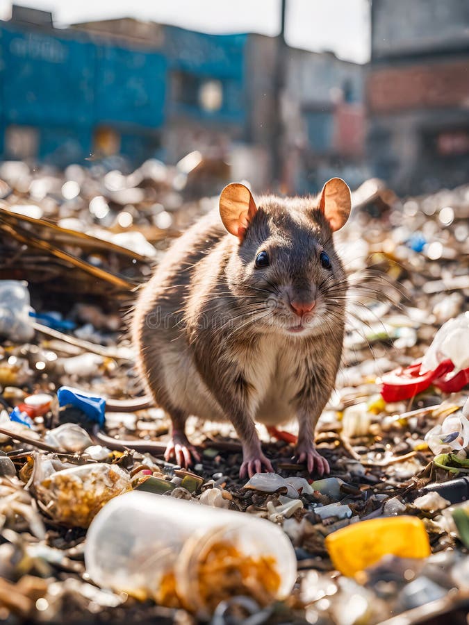 Rat on a garbage dump. stock illustration. Illustration of white ...