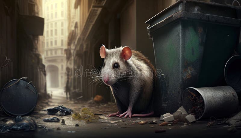 Rat in Garbage in Paris by Generative AI Stock Illustration ...