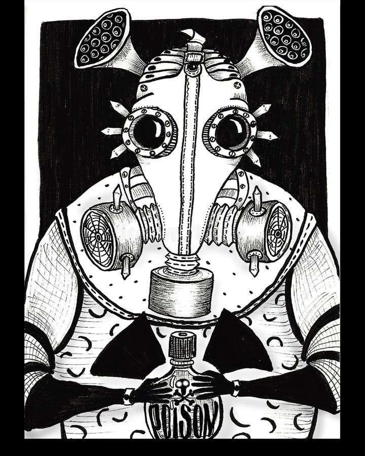Rat in gas mask and poison stock illustration. Illustration of interior ...