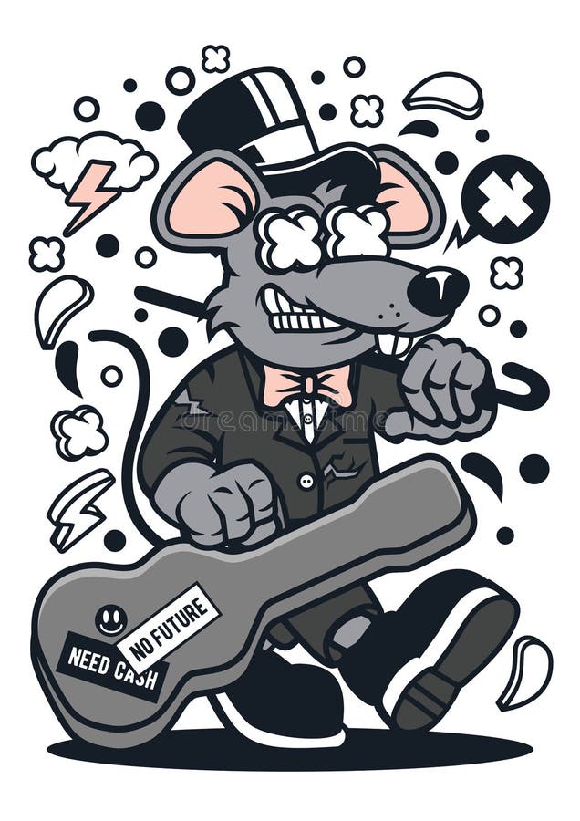 Rat Guitar stock illustration. Illustration of clothing - 323150461