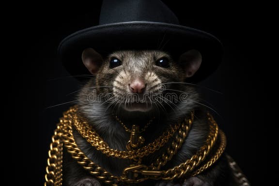 A Rat in a Hat and with Golden Chains Stock Illustration - Illustration ...