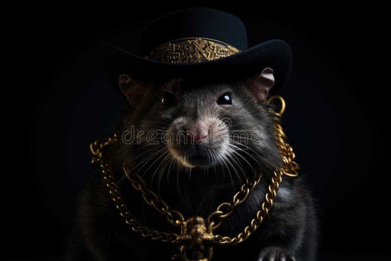 A Rat in a Hat and with Golden Chains Stock Illustration - Illustration ...
