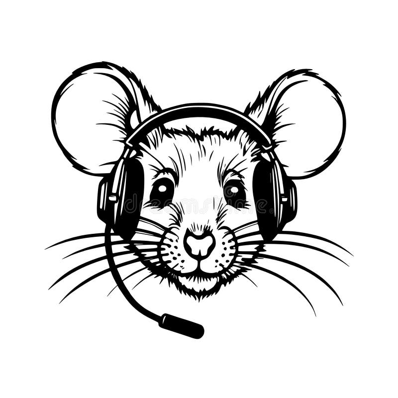 Rat in the Headphones. Illustration Stock Illustration - Illustration ...