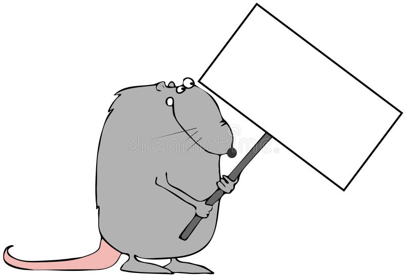 Rat Holding a Sign stock illustration. Illustration of cartoon - 13957393